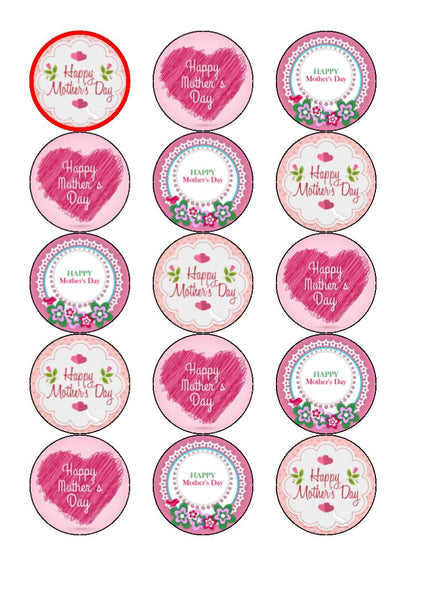 Mother's Day Pretty Pink Mix Option Edible Cupcake Toppers - Incredible ...