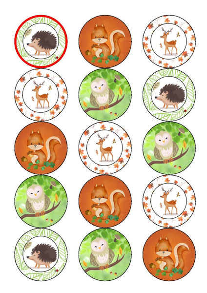 Animals of the forest edible cake/cupcake toppers - Incredible Toppers