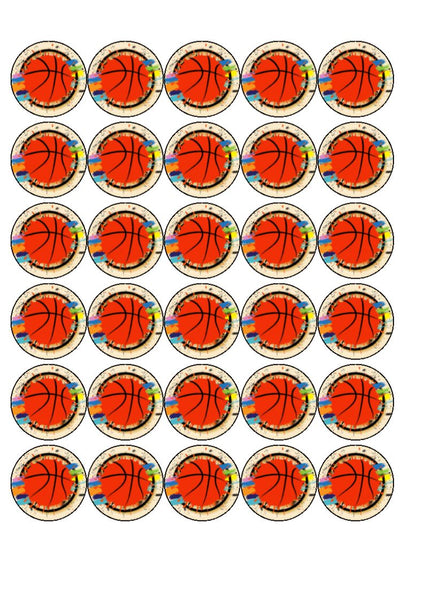 Basketball Edible Icing Cake Toppers - Design 2 - Incredible Toppers
