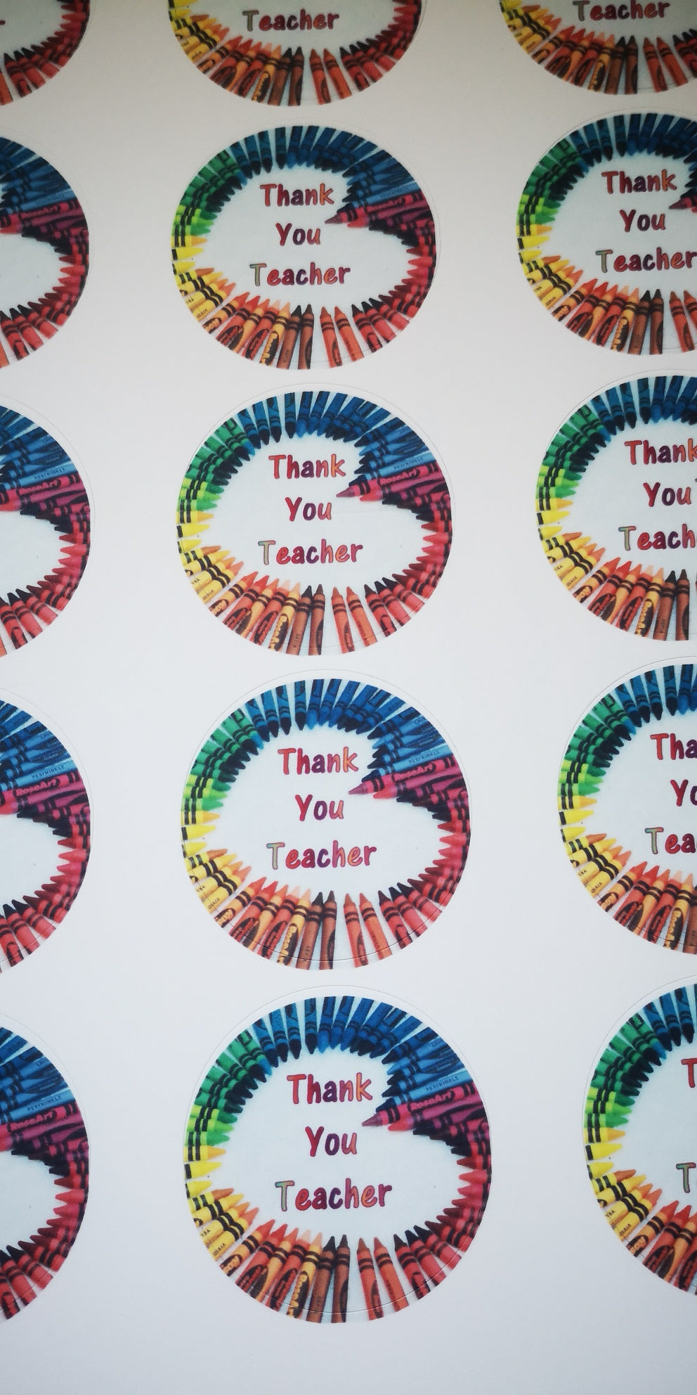 Crayon Thank You Teacher edible cupcake toppers - Incredible Toppers